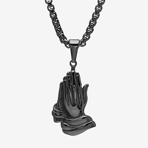 Click here for Steeltime Praying Hands Mens Stainless Steel Hypoa... prices