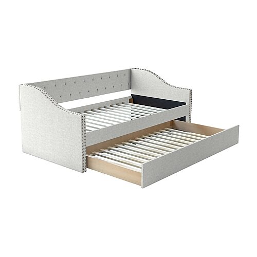 Click here for Mia Upholstered Wooden Daybed  One Size  Beige prices