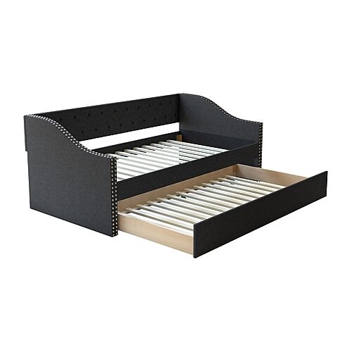 Click here for Mia Upholstered Wooden Daybed  One Size  Black prices