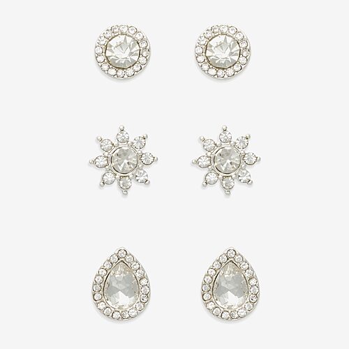 Click here for Mixit Silver Tone Stud Womens Cubic Zirconia Hypoa... prices