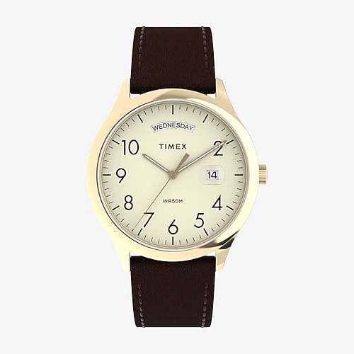 Timex Easy Reader Mens Brown Leather Strap Watch Tw2w684009j  One Size