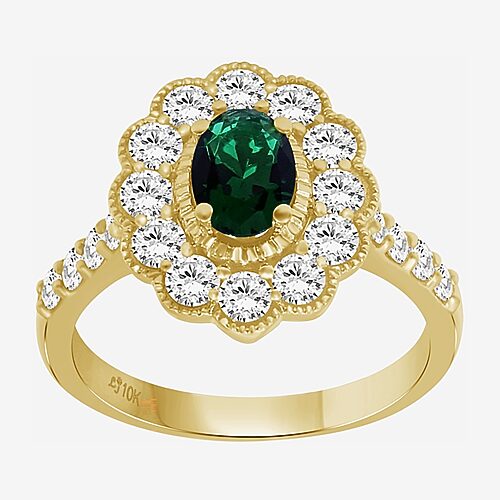 Click here for Womens Oval-cut Gemstone & 1 CT. T.W. Lab-Grown Di... prices