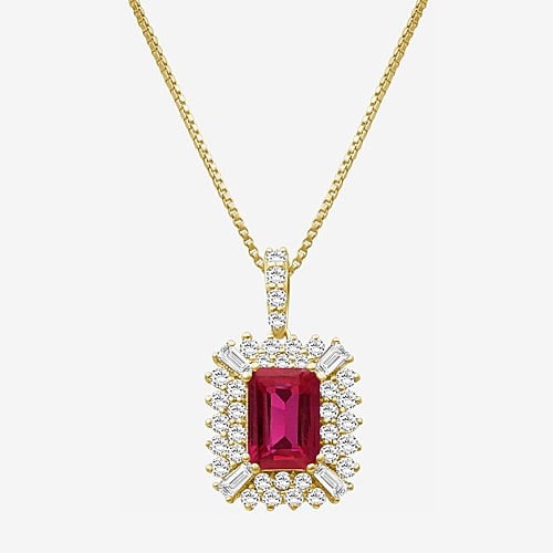 Click here for Womens Emeral-cut Gemstone & 1/2 CT. T.W. Lab-Grow... prices