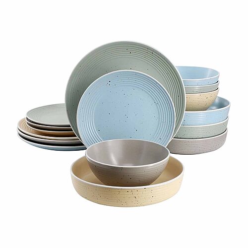 Click here for Elama Emilia 16 Piece Assorted Double Bowl Stonewa... prices