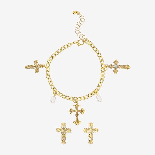 Click here for JS Jessica Simpson Gold Tone Charm Bracelet & Stud... prices