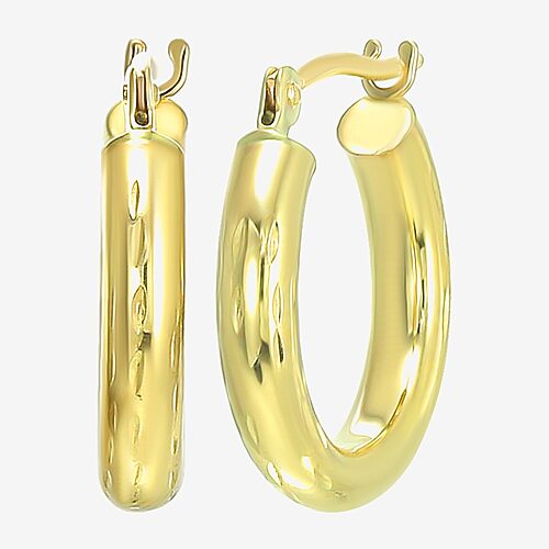Click here for Womens 10K Gold 14mm Round Hoop Earrings  One Size... prices