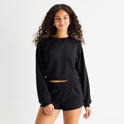 Click here for Arizona Womens Juniors Round Neck Long Sleeve Swea... prices