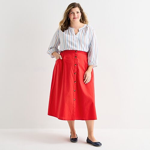 Click here for St. Johns Bay Womens Plus Midi A-Line Skirt  5x  R... prices
