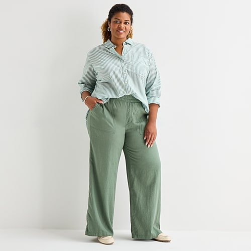Click here for St. Johns Bay Womens Plus Wide Leg Pull-On Pant  3... prices