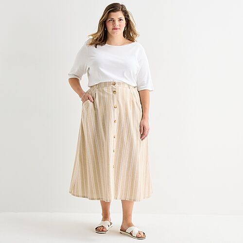 Click here for St. Johns Bay Womens Plus Midi A-Line Skirt  1x  B... prices