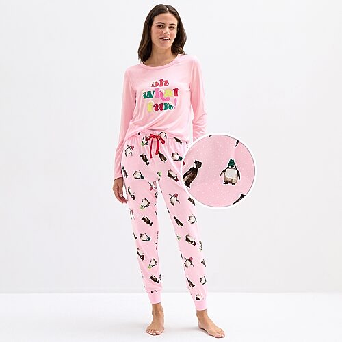 Click here for Sleep Chic Womens Crew Neck Long Sleeve 2-pc. Paja... prices