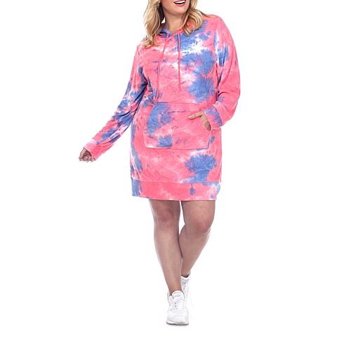 Click here for Plus Size White Mark Long Sleeve Hooded Tie Dye Sw... prices