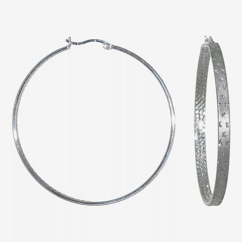 Click here for Sterling Silver Diamond Cut Hoop Earring  One Size prices