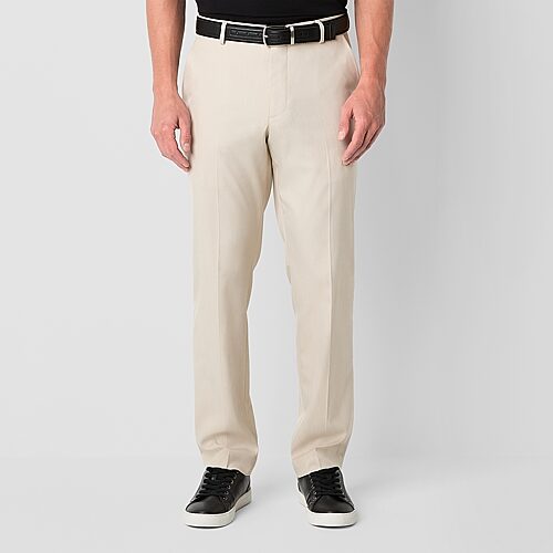 J. Ferrar Mens Classic Fit Dress Flat Front Pant  36 30  Beige