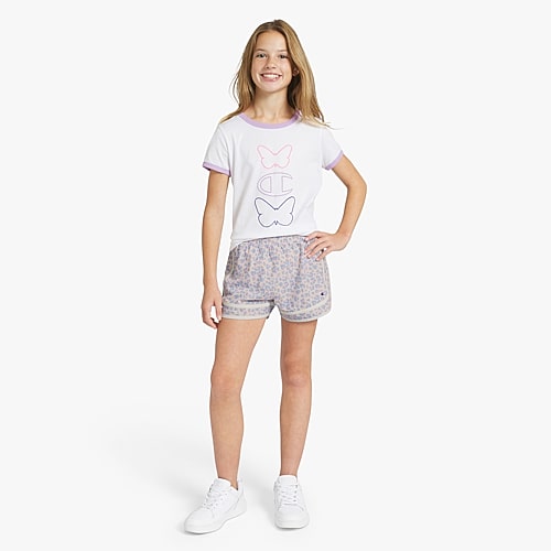 Click here for Girls (7-16) Champion(R) Varsity Leopard Woven Sho... prices