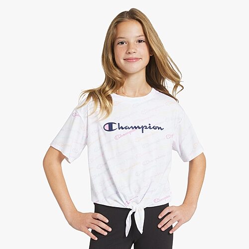 Click here for Champion Tie Front Big Kid Girls Crew Neck Short S... prices