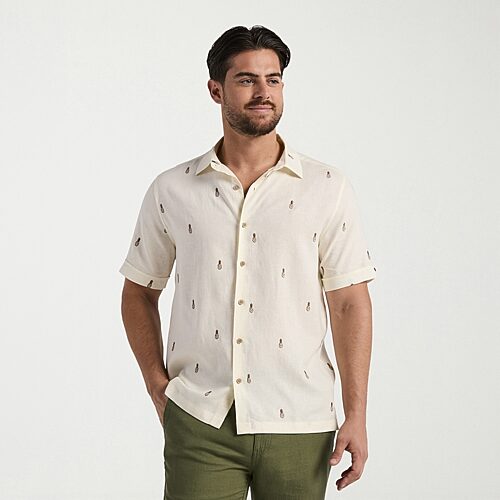 Click here for Cubavera Mens Pineapple Embroidered Shirt - Egret prices