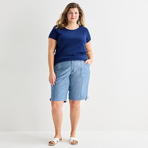 Click here for St. Johns Bay Womens 11 1/2 Plus Cargo Bermuda Sho... prices