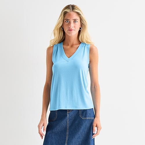 Click here for St. Johns Bay Womens V Neck Sleeveless Blouse  Sma... prices