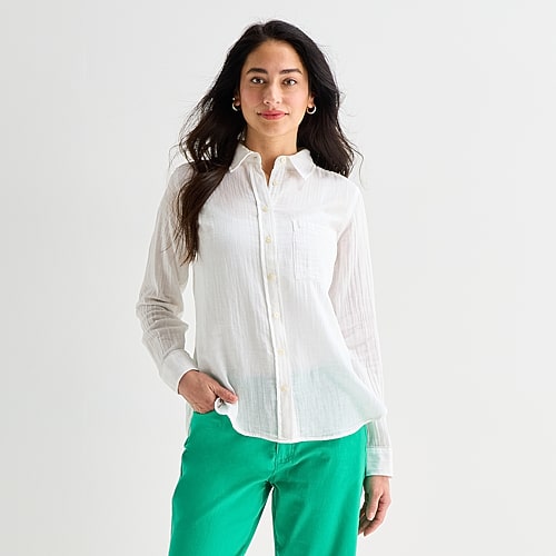 Click here for St. Johns Bay Womens Long Sleeve Relaxed Fit Butto... prices
