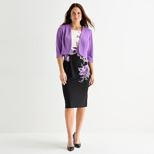 Click here for Maya Brooke Womens Floral Jacket Dress  14  Purple prices