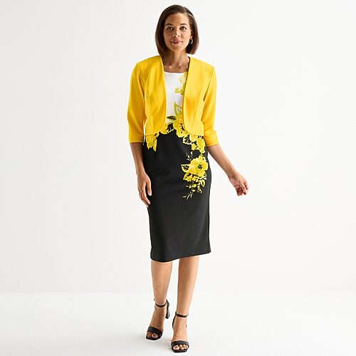 Click here for Maya Brooke Womens Floral Jacket Dress  14  Yellow prices