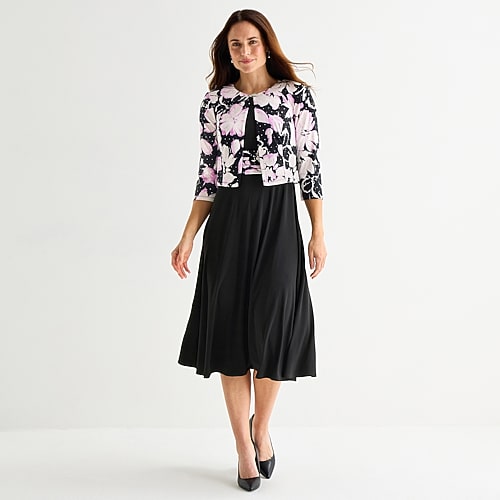 Click here for Jessica Howard Womens Midi Floral Jacket Dress  10... prices