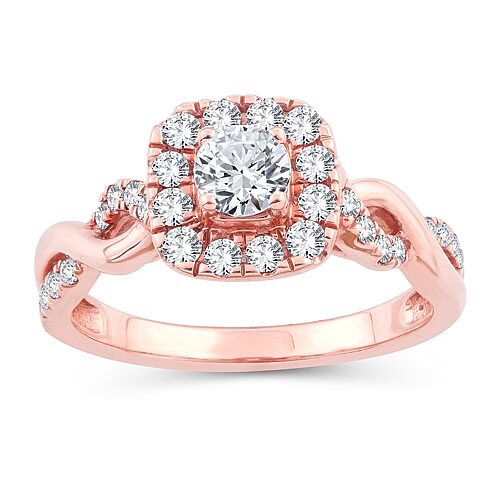 Click here for Womens Natural White Diamond 10K Gold Cushion Enga... prices