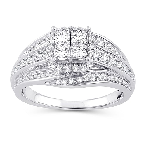 Click here for Womens 1 CT. T.W. Natural White Diamond 10K Gold E... prices