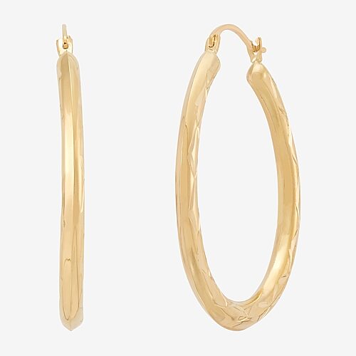 Click here for Womens 10K Gold 32.3mm Round Hoop Earrings  One Si... prices