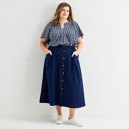 Click here for St. Johns Bay Womens Plus Midi A-Line Skirt  1x  B... prices