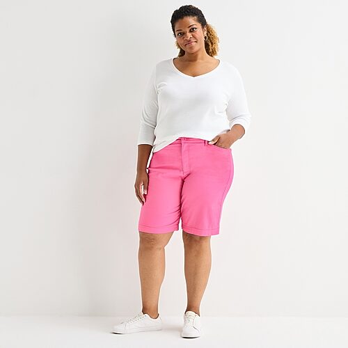 Click here for St. Johns Bay Womens 11 Mid Rise Plus Bermuda Shor... prices