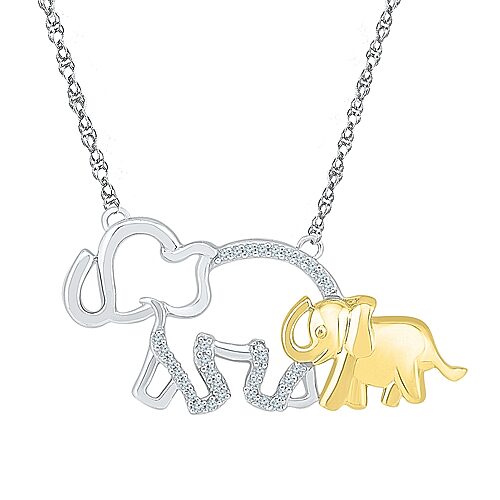 Click here for Mother And Daughter Elephant Womens 1/10 CT. T.W.... prices