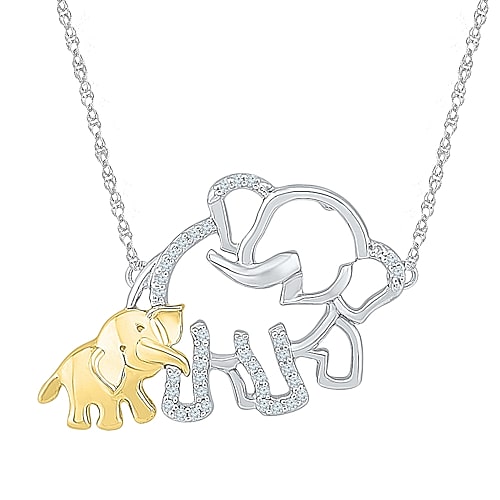 Click here for Mother And Daughter Elephant Womens 1/10 CT. T.W.... prices