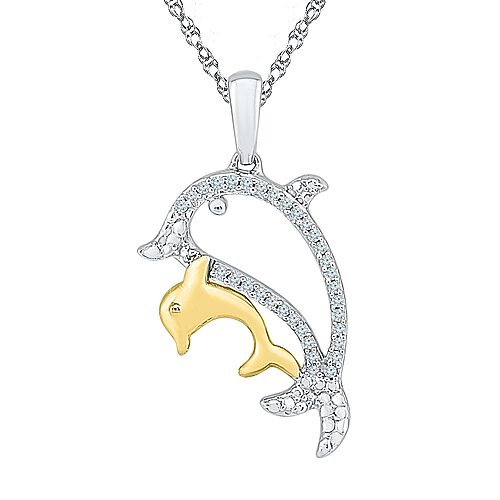 Click here for Mother And Daughter Dolphin Womens 1/10 CT. T.W. N... prices