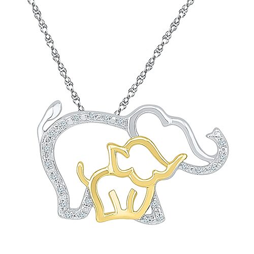 Click here for Mother And Daughter Elephant Womens Diamond Accent... prices