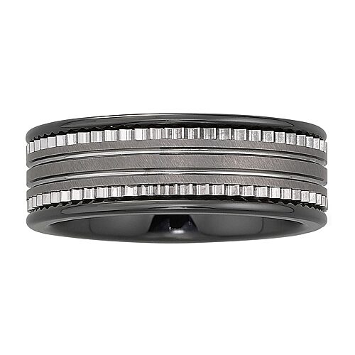 Click here for Mens 7.5mm Ceramic & Stainless Steel Band  9 1/2... prices