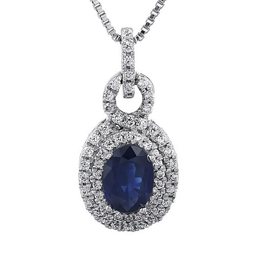 Click here for 1/3 CT. T.W. Diamond and Genuine Sapphire Pendant... prices