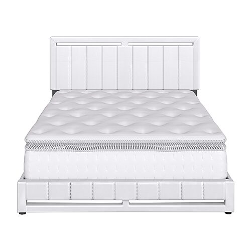 Click here for Bethany Upholstered Platform Bed  One Size  White prices