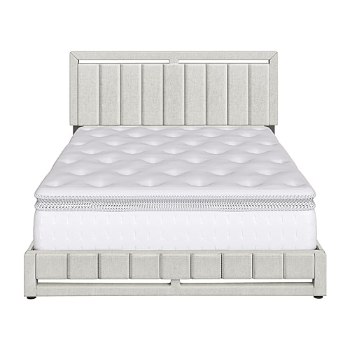 Click here for Shalene Upholstered Platform Bed  One Size  Beige prices