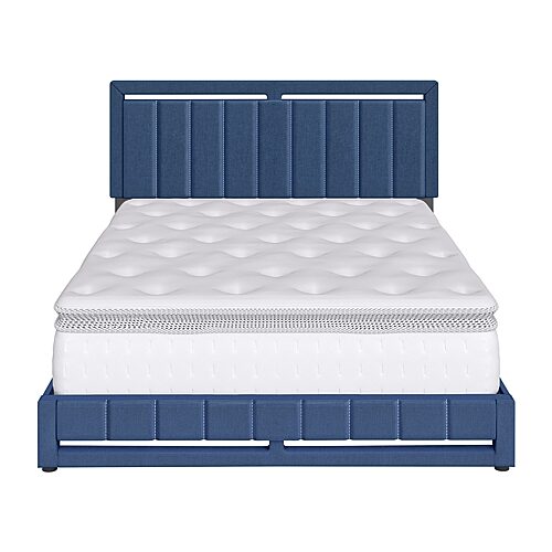 Click here for Shalene Upholstered Platform Bed  One Size  Blue prices