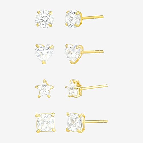 Click here for 10K Gold 4 Pair Earring Set  One Size prices
