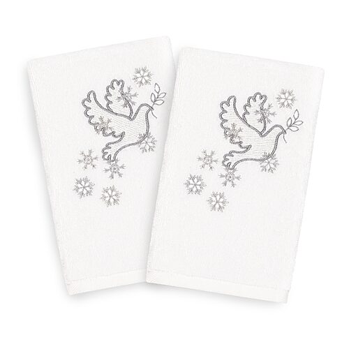 Click here for Linum Home Christmas Dove 100 Turkish Cotton 2-Pc.... prices