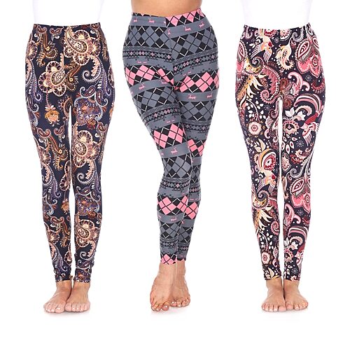 Click here for Womens White Mark 3pk. Diamond & Paisley Leggings prices