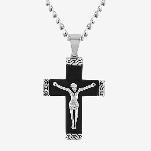 Click here for Mens Stainless Steel Cross 24 Inch Pendant Necklac... prices