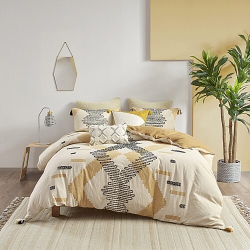 Ink+Ivy Arizona Cotton 3-Pc. Duvet Cover Set  Full/Queen - Yellow