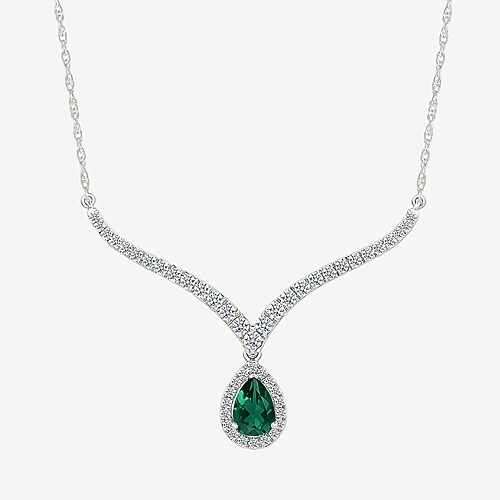 Click here for Womens Green Sterling Silver 16 1/2 Inch Collar Ne... prices