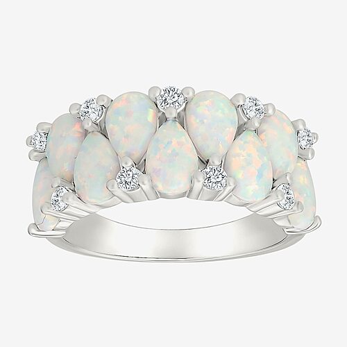 Click here for Womens 9M Lab Created White Opal Sterling Silver B... prices