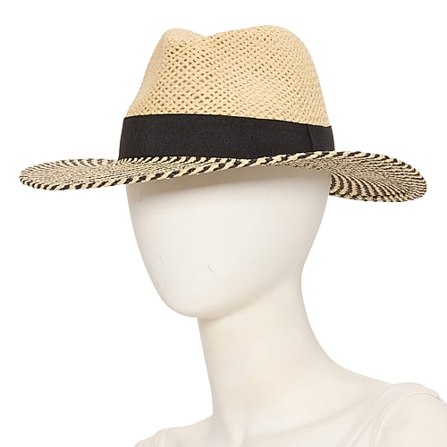 Click here for a.n.a Straw Striped Brim Womens Panama Hat  One Si... prices