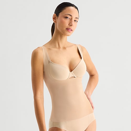 Click here for Ambrielle Open Bust Shaping Camisole  Small  Beige prices